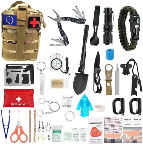 Kit de Survie Ultime Complet 72 en 1, Trousse de Secours d'Urgence pour ...