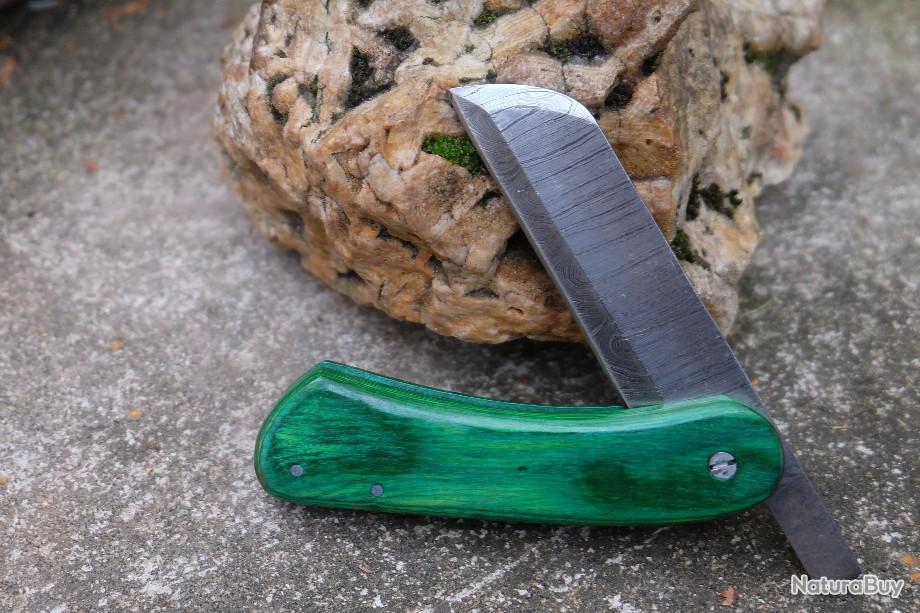 Couteau Piémontais Manche Prairie Lame Acier Damas 128 Couches ...