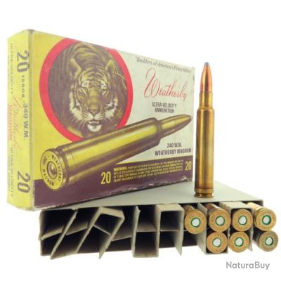 Boite de 8 Munitions 340 Weatherby Magnum 250gr Soft Point Weatherby ...