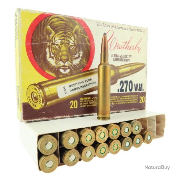 Boite de 16 Munitions 270 Weatherby Magnum Soft Point Weatherby ...