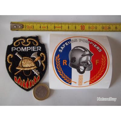 Lot écusson et autocollant rond sapeurs pompiers - Divers (13002381)