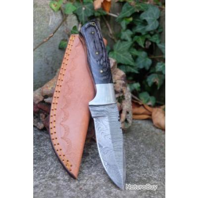 Skinner Couteau de Chasse Damas Lame Drop Point 256 Couches Manche ...