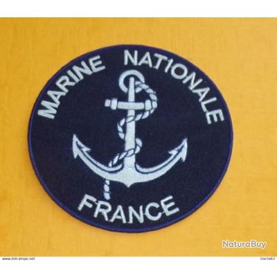 TISSU PATCH : MARINE NATIONALE FRANCE , ARMEE DE LA MARINE FRANCAISE , DIAMETRE 9 CM , BON ETAT ...