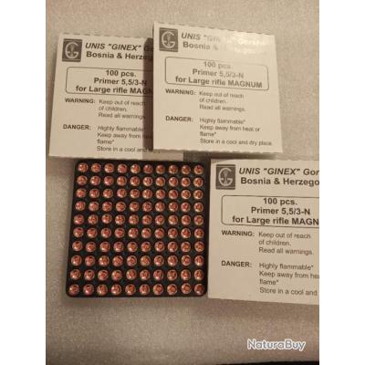 Lot 300 amorces Large rifle Magnum Ginex - Amorces (13013712)