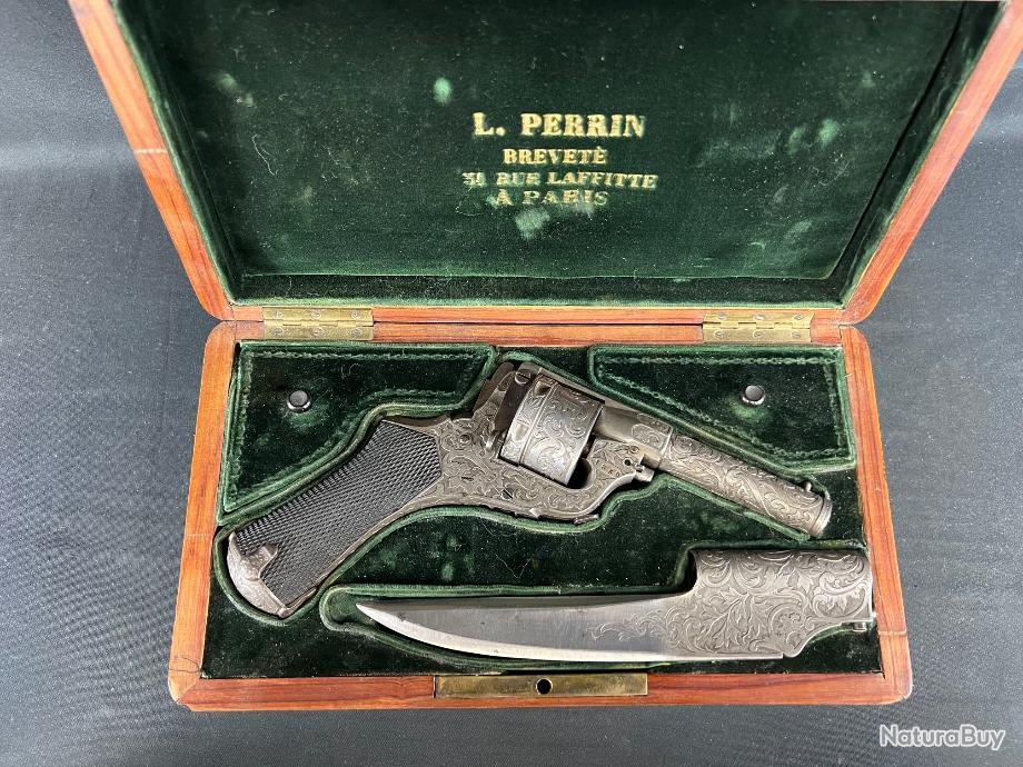 EXCEPTIONNEL REVOLVER PERRIN DE GRAND LUXE EN COFFRET D'ORIGINE AVEC SA ...