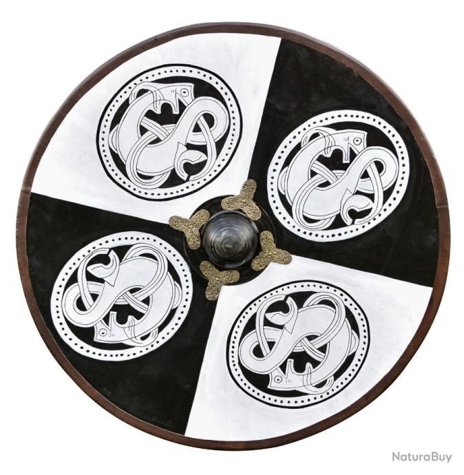 Bouclier viking rond en bois avec peinture d'animal de prehension ...