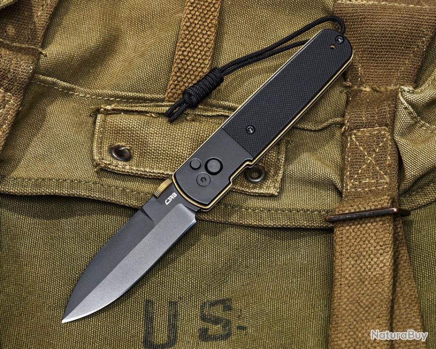 Couteau Pliant CJRB Locust Black/Gold Lame Spear Point AR-RPM9 G10 ...