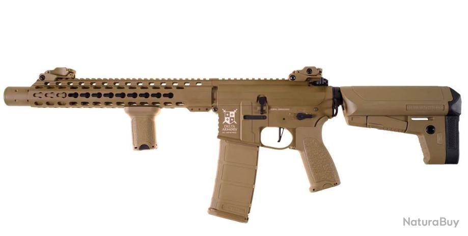 Delta Armory M4 SilentOps DMR FullMetal Tan Alpha AEG 1.8J Pack Complet ...