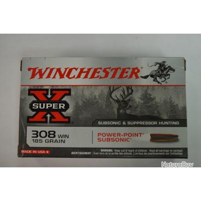 1 BOITE DE 20 MUNITIONS WINCHESTER CALIBRE 308 WIN POWERPOINT SUBSONIC NEUVE - Balles Calibre ...