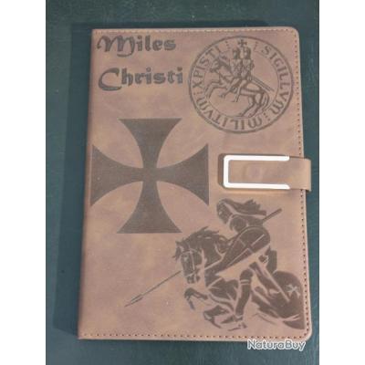 Carnet en cuir PU gravé sceau chevalier des templiers - Miles Christi ...
