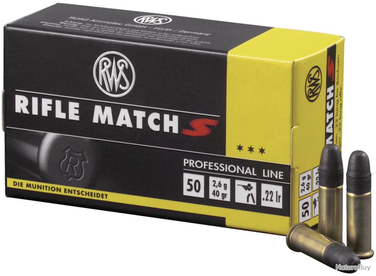 Cartouches RWS Rifle Match S Calibre 22 Lr (Boite de 500 cartouches ...