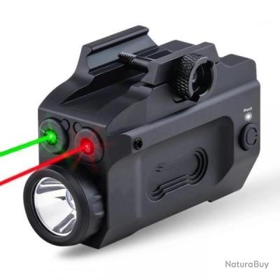 Lampe avec double Laser Rouge et vert LED 800 lumens Flash Strobo pour ...