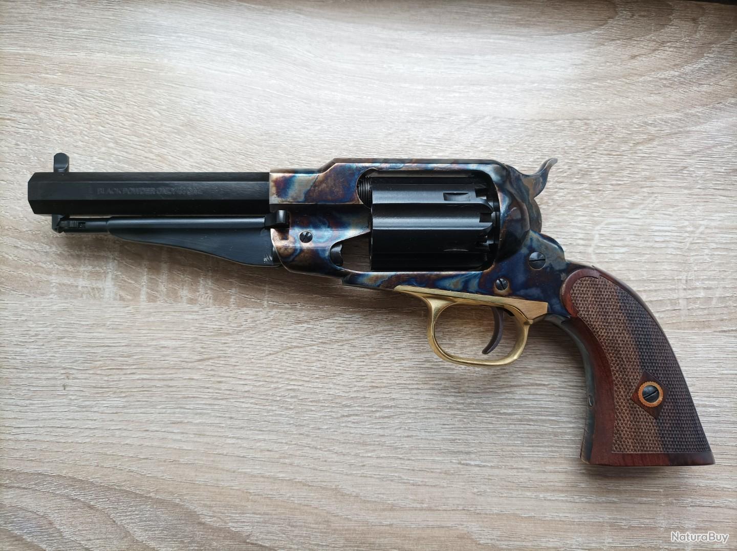 Revolver Pietta Remington 1858 Sheriff Cal44- Carcasse jaspée - Crosse quadrillée - Barillet ...