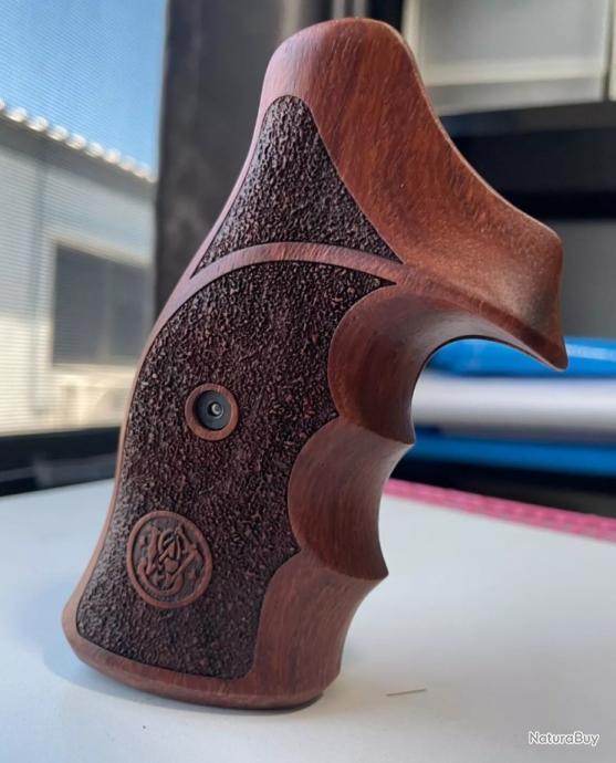 Grips crosse bois target rugeux pour smith wesson carcasse N square ...