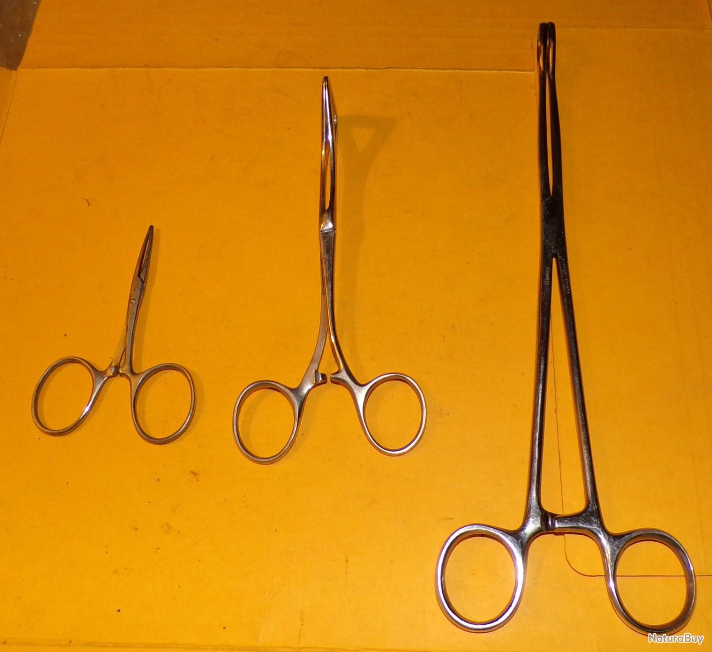 SERVICE DE SANTE : OUTIL MEDICAL LOT DE 3 PINCES POUR OPERATION ,ETAT ...
