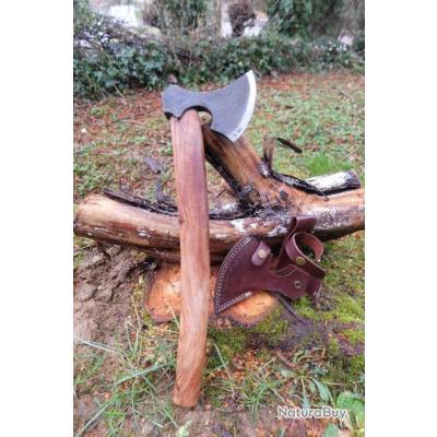 Grande Hache De Viking Tomahawk Lame Acier Carbone Manche Bois Etui ...