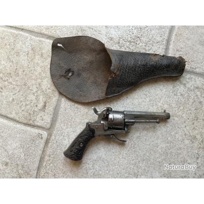 Revolver à percussion 7 mm à broche type Lefaucheux. Canon rond ...