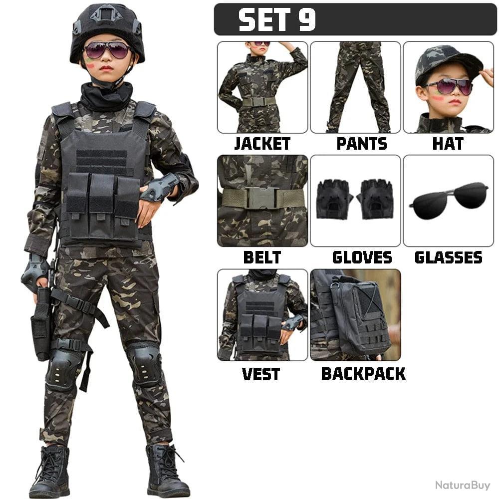 Kids Military Tactical Training Uniform Set Children Camouflage Top ...