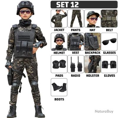 Kids Military Tactical Training Uniform Set Children Camouflage Top ...