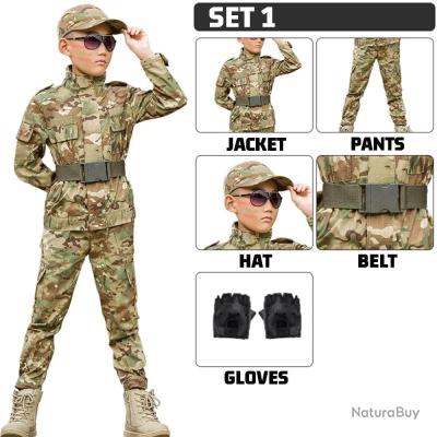 Kids Military Tactical Training Uniform Set Children Camouflage Top ...