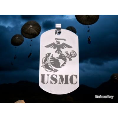 Pendentif militaire inox dog tag USMC us marine corps - usa military ...