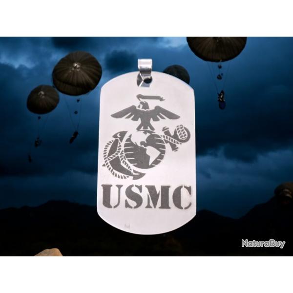 Pendentif militaire inox dog tag USMC us marine corps - usa military ...