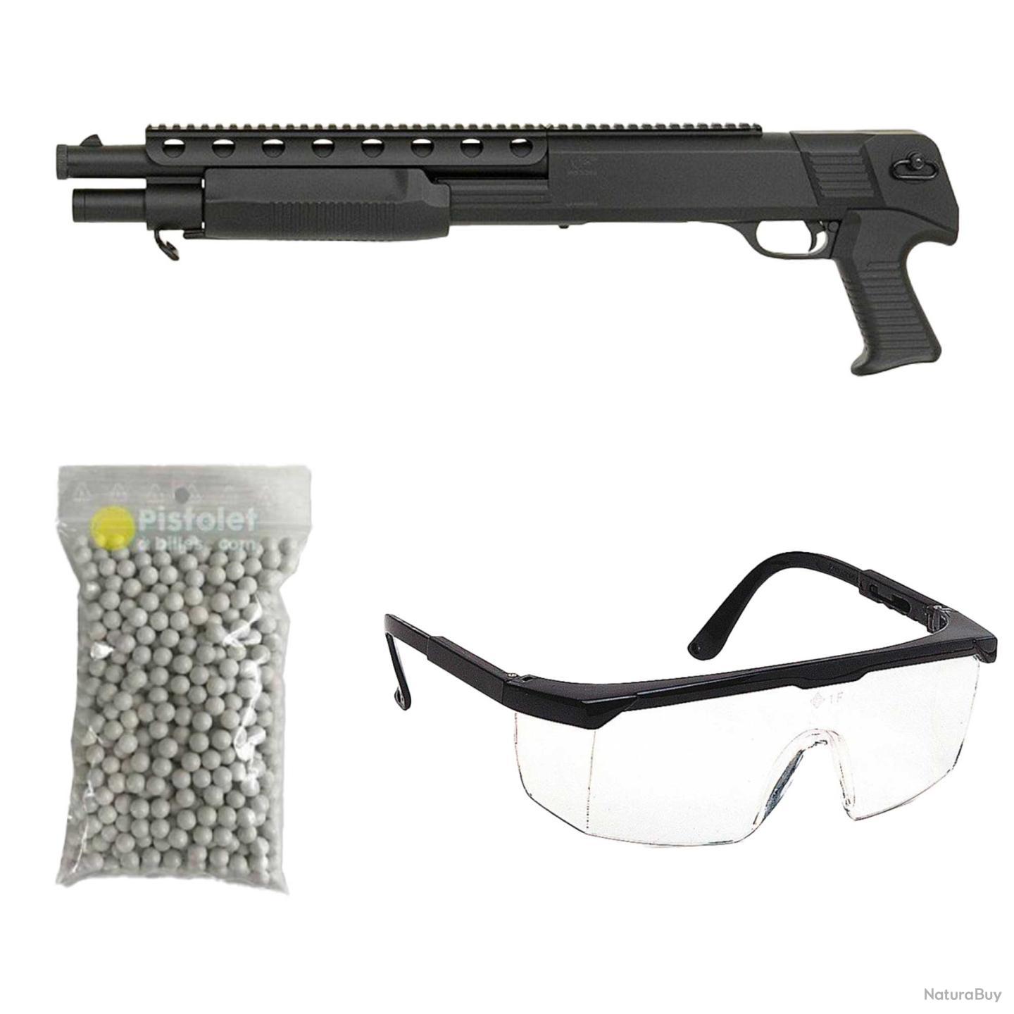 Pack airsoft Fusil à pompe style SAS 12 / Modèle à Ressort / Plastique ...