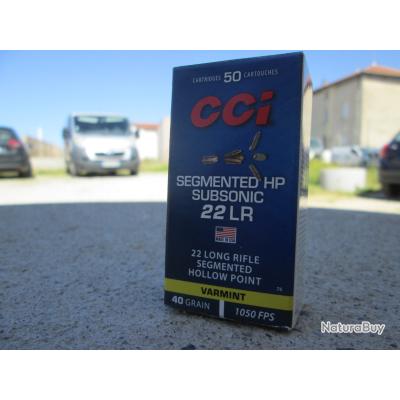 50 cartouches 22lr CCI VARMINT SEGMENTED HP SUBSONIC 40gn/1050 FPS ...