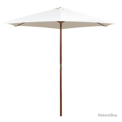 Parasol avec poteau en bois 270 x 270 cm Blanc crème - Auvents ...