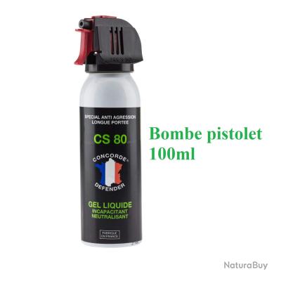 Bombe Anti-Agression GEL CS80 100 ml - Bombe lacrymogène à poivre ...