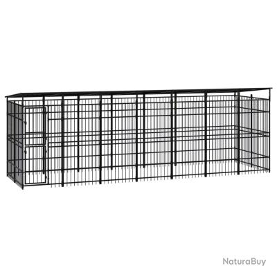 Chenil cage enclos pac animaux d'extérieur avec toit pour chiens acier ...