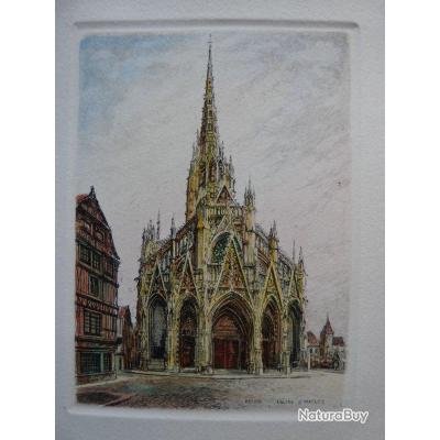 Ancienne Gravure Eau Forte Robin Rouen Église - Gravures (13321730)