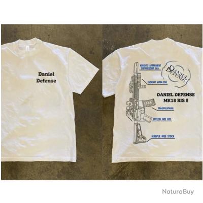 T Shirt Daniel Defense MK18 - Blanc - 100% Coton - SKX INDUSTRIES - Tee ...