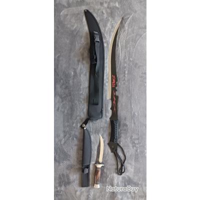 Duo machette ZOMBIE grande longueur plus couteau - Couteaux fantaisie ...