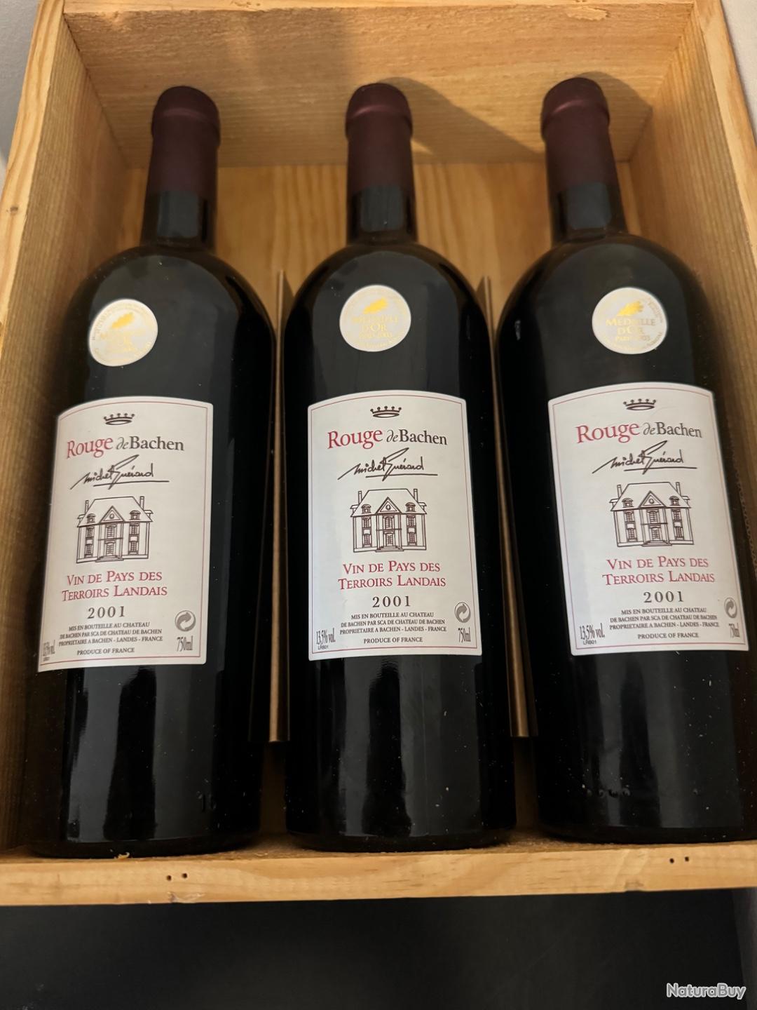 Coffret bois - 3 bouteilles de vin rouge Château de Bachen - Millésime ...