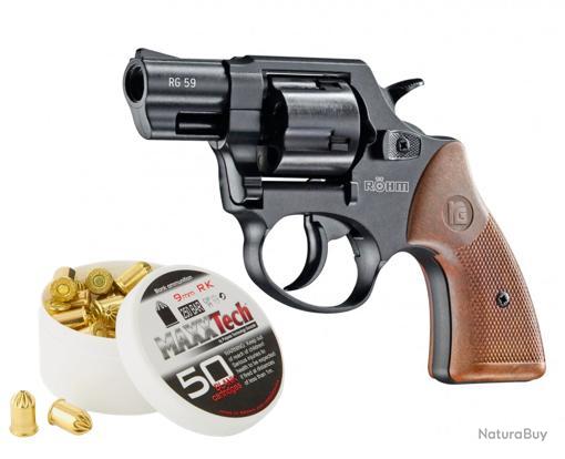 Pack REVOLVER ROHM RG 59 + Munitions- CALIBRE 9 MM RK - BLACK ...