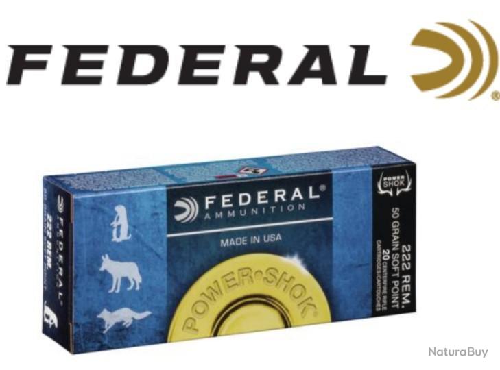 Munitions FEDERAL Cal.222 rem 50GRS PS-SP POWER SHOK par 20 - Balles ...