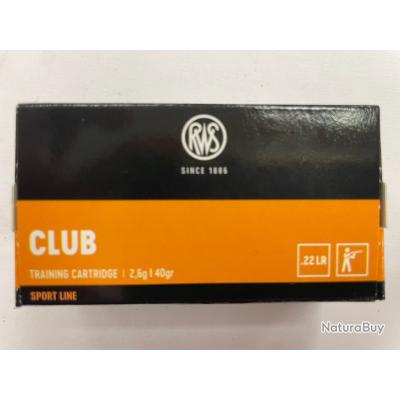 RWS CLUB CAL 22LR BTE DE 50 BALLES 2.6G/40GR PAR 5 BOITES FRAIS DE PORT ...