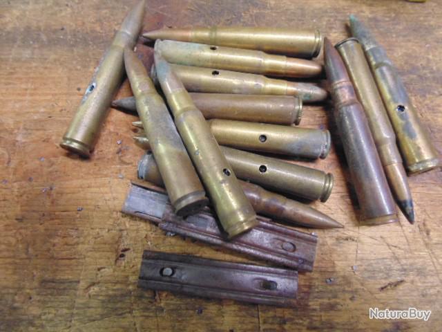 Clip avec 5 mun montées 98k G98 neutra percées+ percutées mauser fusil ...