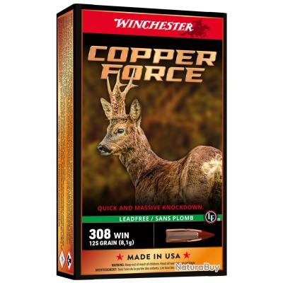 BOITE DE 20 CARTOUCHES WINCHESTER CAL.308WIN COPPER FORCE LEAD 125GR ...