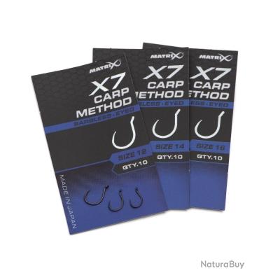 MATRIX HAMEÇON X7 CARP METHOD EYED BARBLESS MATRIX 12 - Hameçons Coup ...