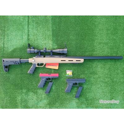 PACK2 Carabine PCP Snowpeak M30C 6,35 mm 19,9 J.+ lun. 4-16 x 40AO ...