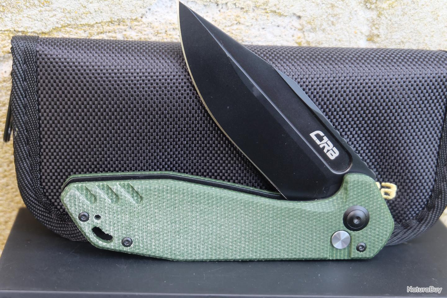 Couteau CJRB Cutlery Riff Green Lame Acier AR-RPM9 BLK Manche Micarta ...
