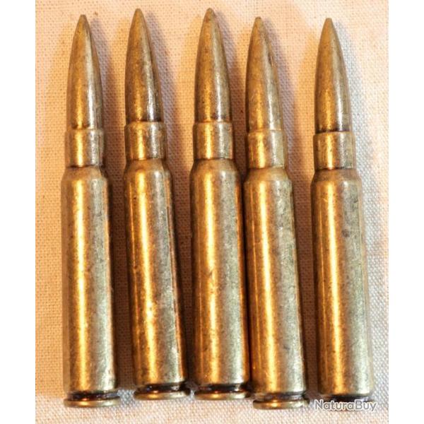 Lot de 5 cartouches munitions balles DENIX 7,92 K98 MAUSER ...