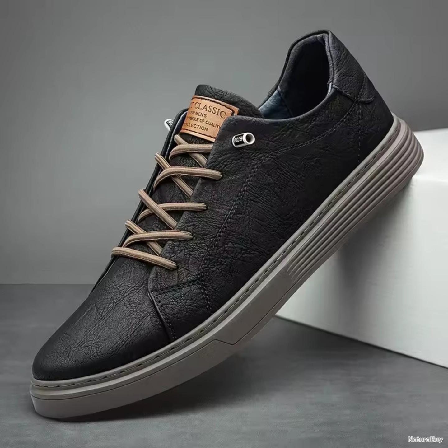 Chaussures Homme Cuir Noir - Décontracté, Habillé - Noir, Grande Taille ...