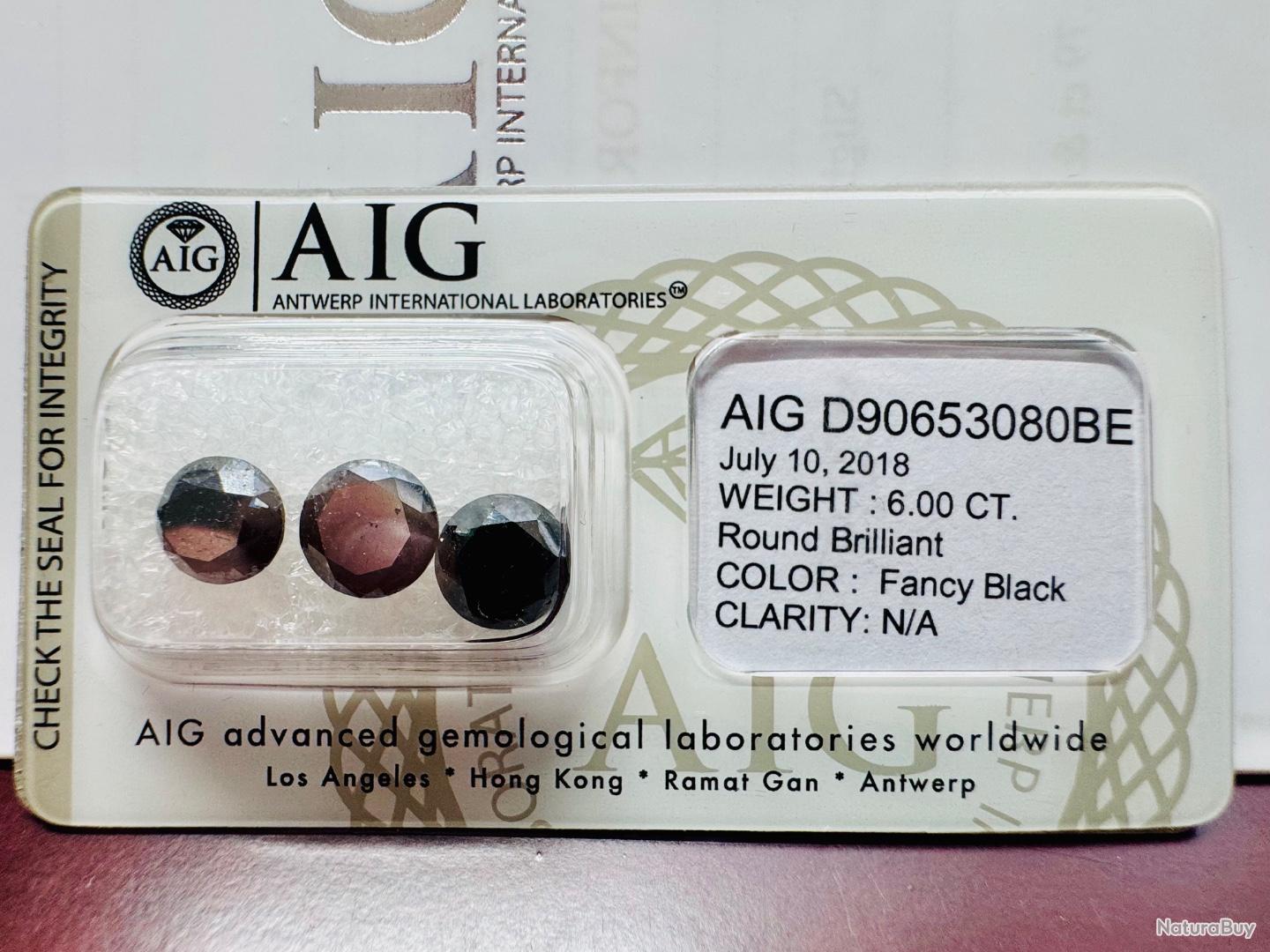 Black diamond / DIAMANT FANCY BLACK / CUT GRADE very good / 6 carats ...