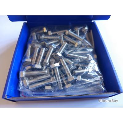 Boulons à tête hexagonale en INOX A4 MARIN (316L) - Ø8 mm x 30 mm - Quantité : 50 - M8 - Coupe ...
