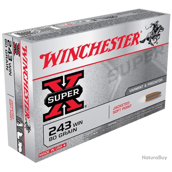 JACKETED SOFT POINT - WINCHESTER 243 win, 5.18 g, Boite de 20 - Balles ...