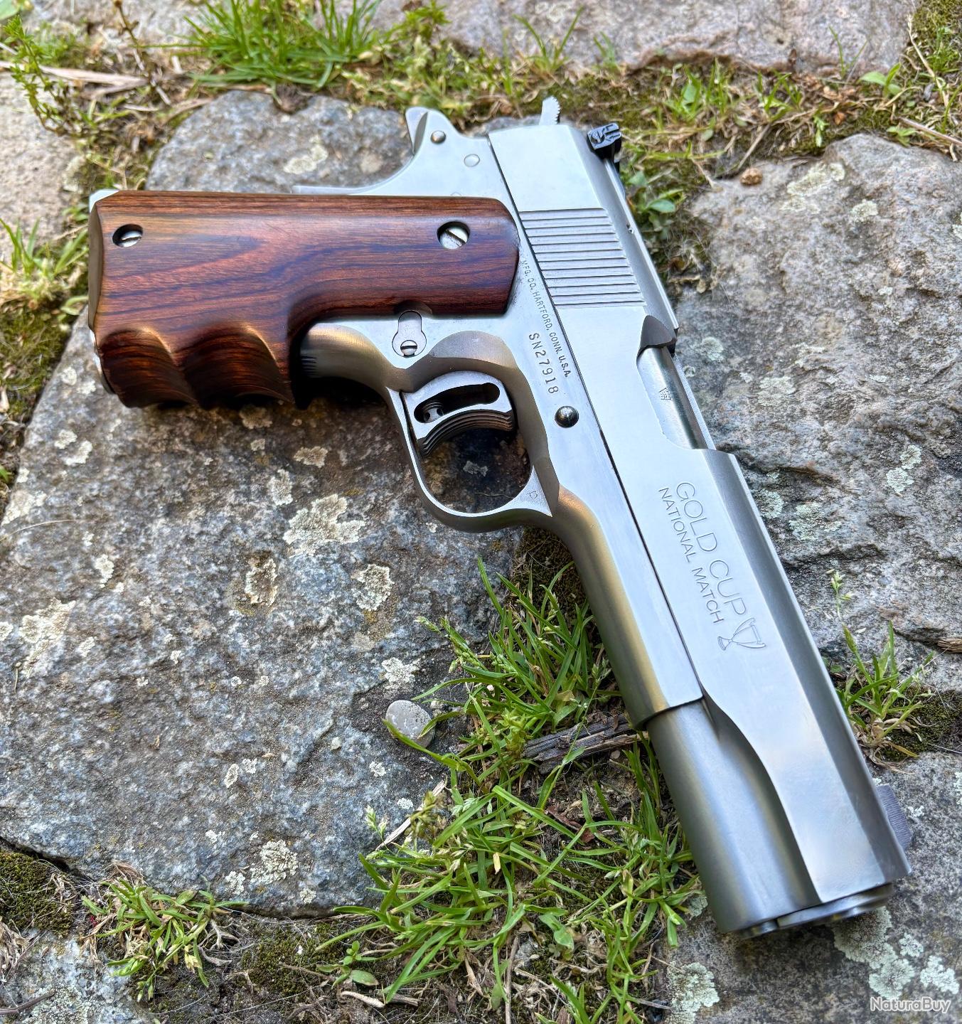 PISTOLET COLT 1911 SERIE 80 IV GOLD CUP NATIONAL MATCH inox cal 45 ACP pas 1911 A1 - Pistolets ...