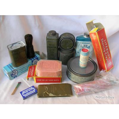 WW2 US LOT 13 ÉLÉMENTS D'HYGIÈNE/DIVERS DU SOLDAT MILITAIRE AMÉRICAIN ...